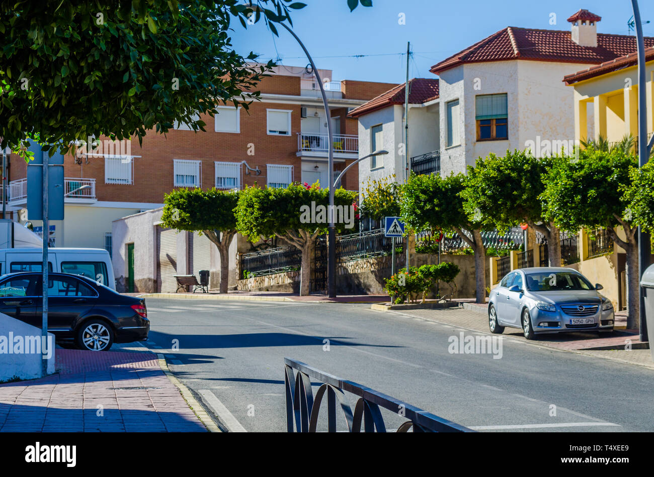ANTAS, SPAIN - JANUARY 26, 2019 Empty Spanish streets in a small town ...