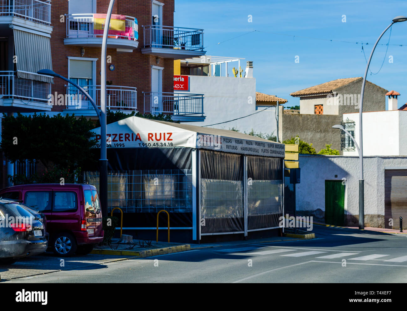 ANTAS, SPAIN - JANUARY 26, 2019 Empty Spanish streets in a small town ...