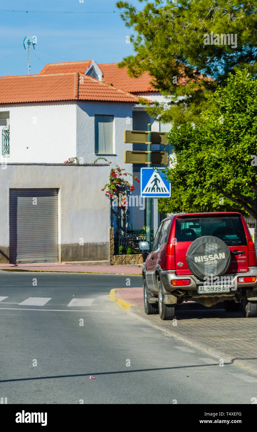 ANTAS, SPAIN - JANUARY 26, 2019 Empty Spanish streets in a small town ...