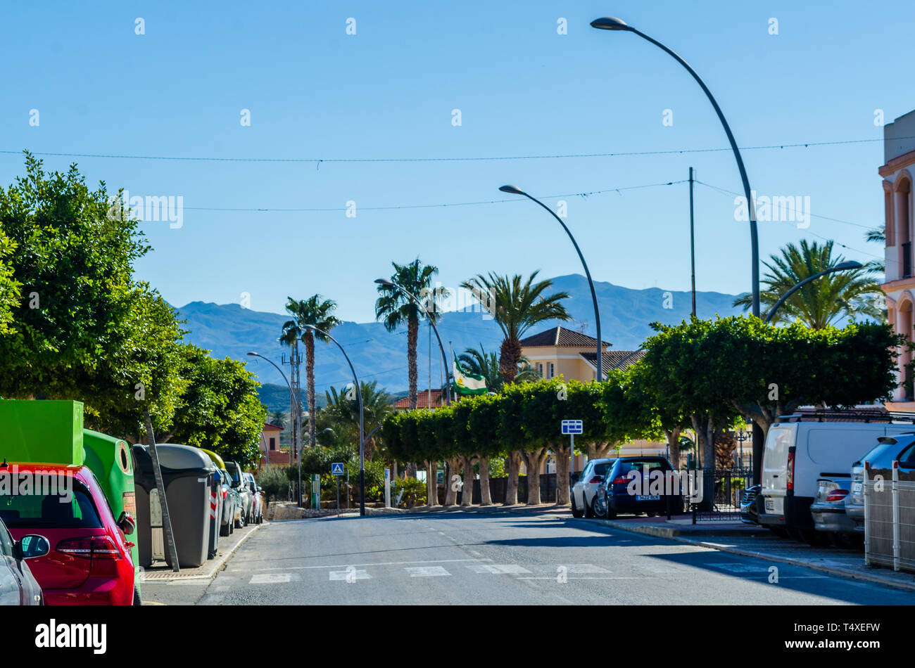 ANTAS, SPAIN - JANUARY 26, 2019 Empty Spanish streets in a small town ...