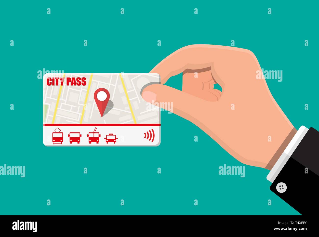Hand with city pass. Bus, train, subway, taxi travel ticket with ...