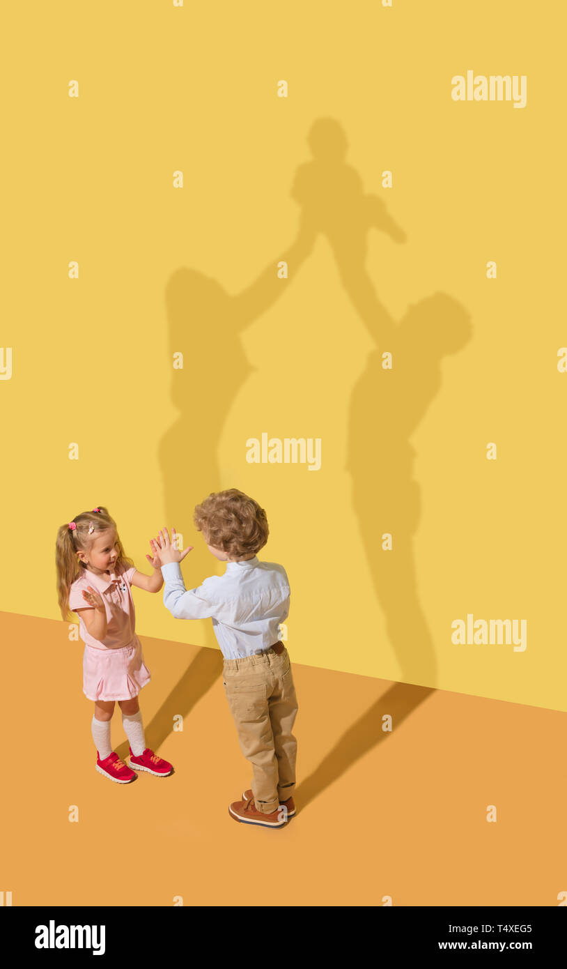 Happiness. Childhood and dream concept. Conceptual image with child and ...