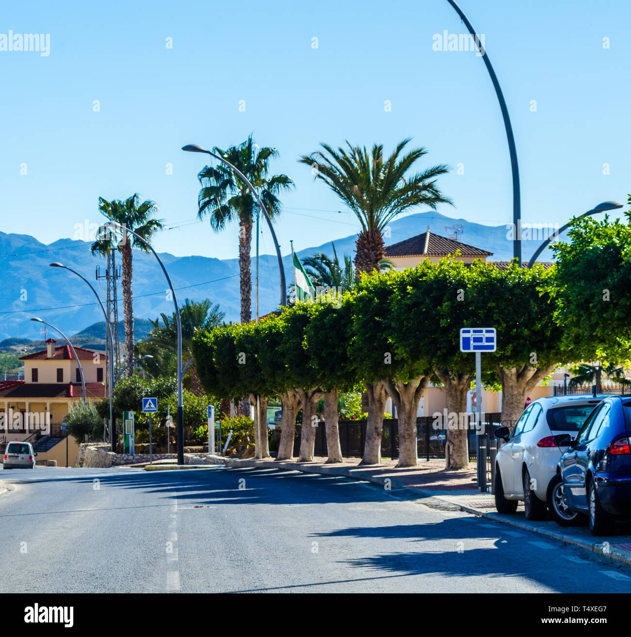 ANTAS, SPAIN - JANUARY 26, 2019 Empty Spanish streets in a small town ...