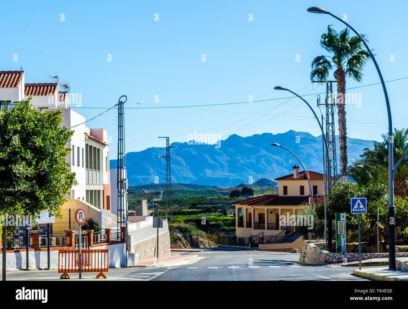 ANTAS, SPAIN - JANUARY 26, 2019 Empty Spanish streets in a small town ...