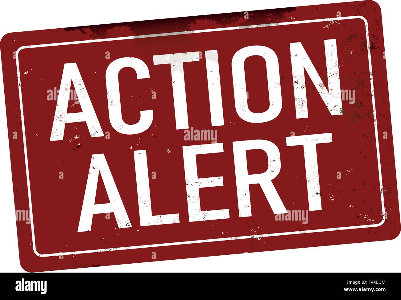 action alert vintage rusty metal sign on a white background vector ...