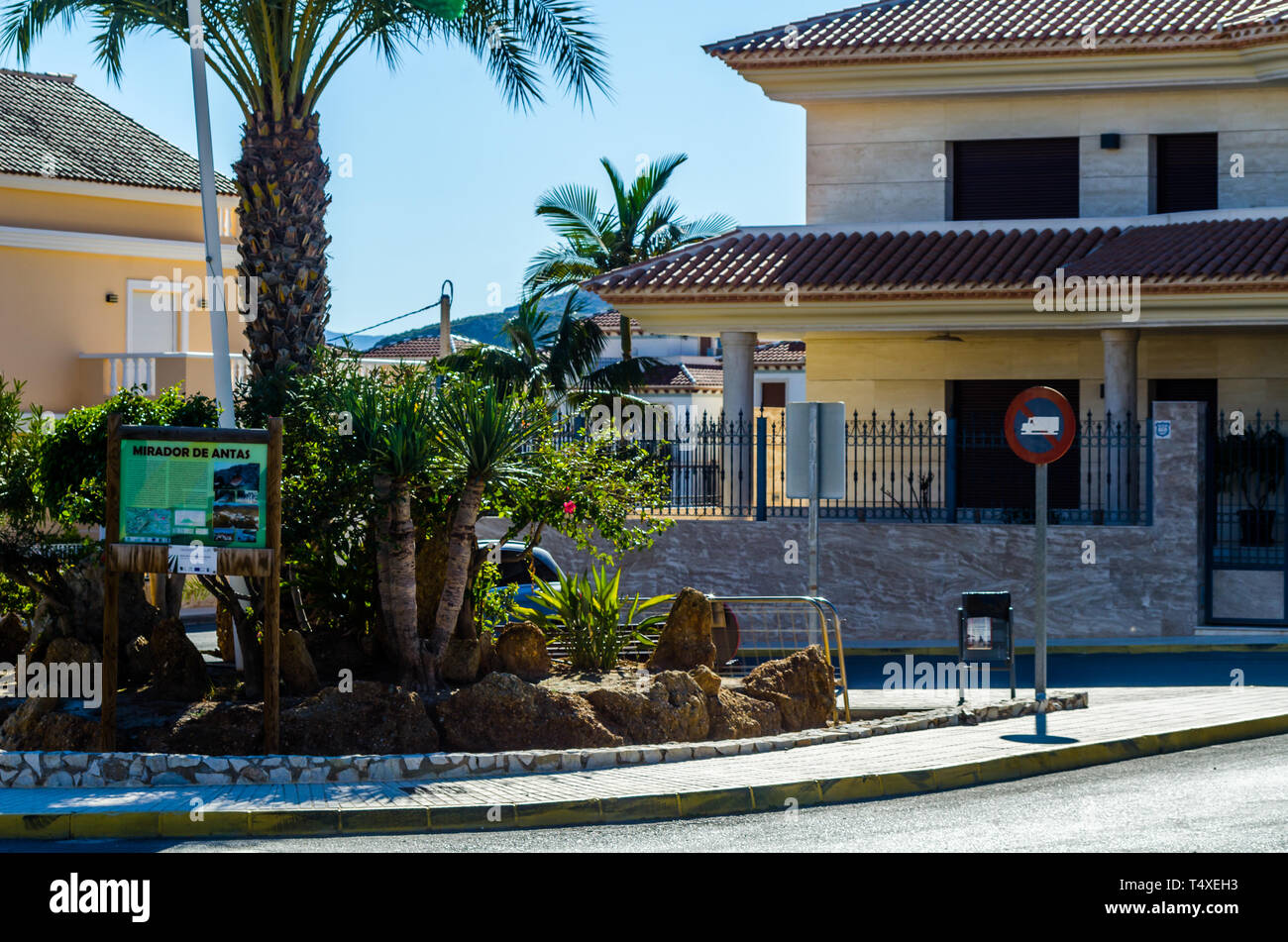 ANTAS, SPAIN - JANUARY 26, 2019 Empty Spanish streets in a small town ...