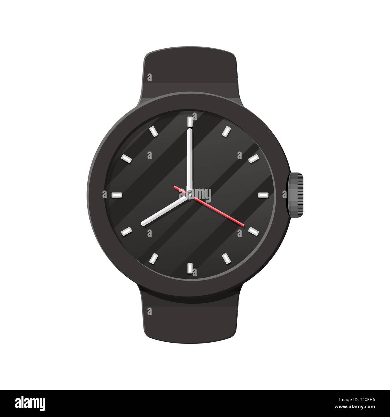 Wristwatch. Check the time. Time on wrist watch. Black clock with strap ...