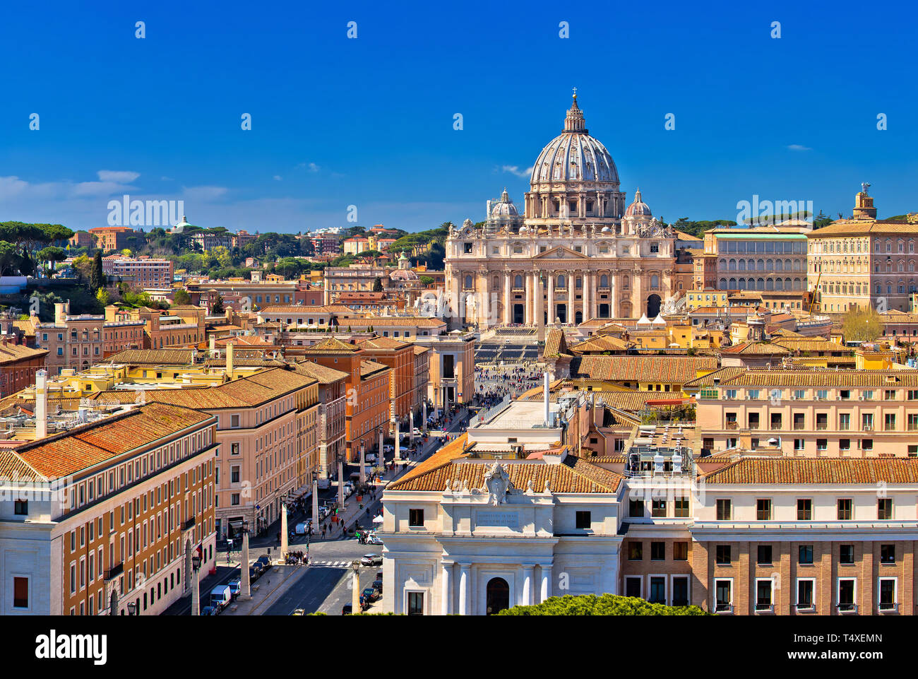 Rome rooftops and Vatican city landmarks panoramic view, capital of ...
