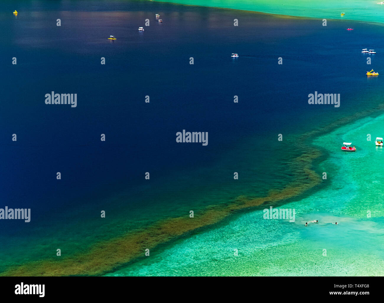 View of Cournas lake in Crete island, Greece. Vivid vibrant beautiful ...