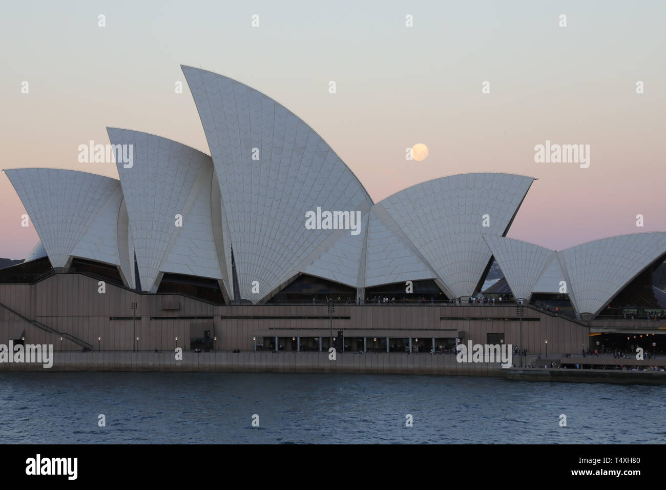 The moon rises over Sydney Opera House at dusk Stock Photo - Alamy
