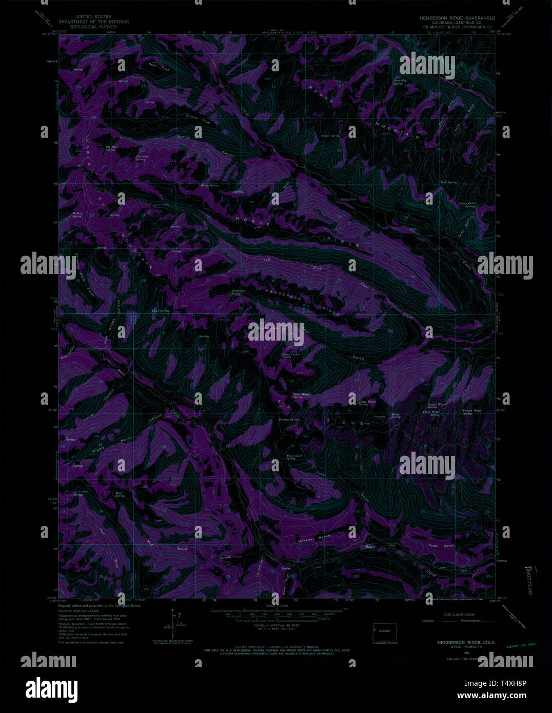 USGS TOPO Map Colorado CO Henderson Ridge 450812 1964 24000 Inverted ...
