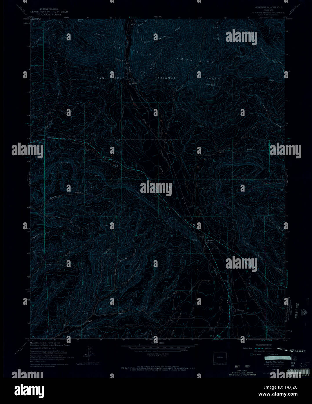USGS TOPO Map Colorado CO Hesperus 450829 1963 24000 Inverted ...