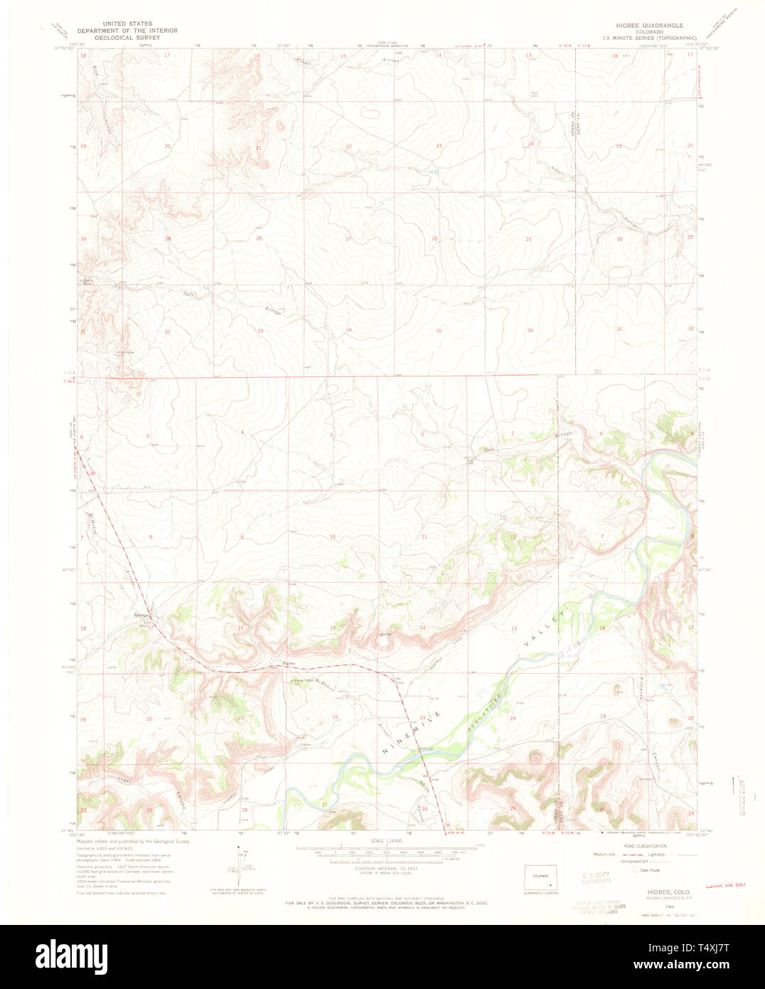 USGS TOPO Map Colorado CO Higbee 450832 1966 24000 Restoration Stock ...
