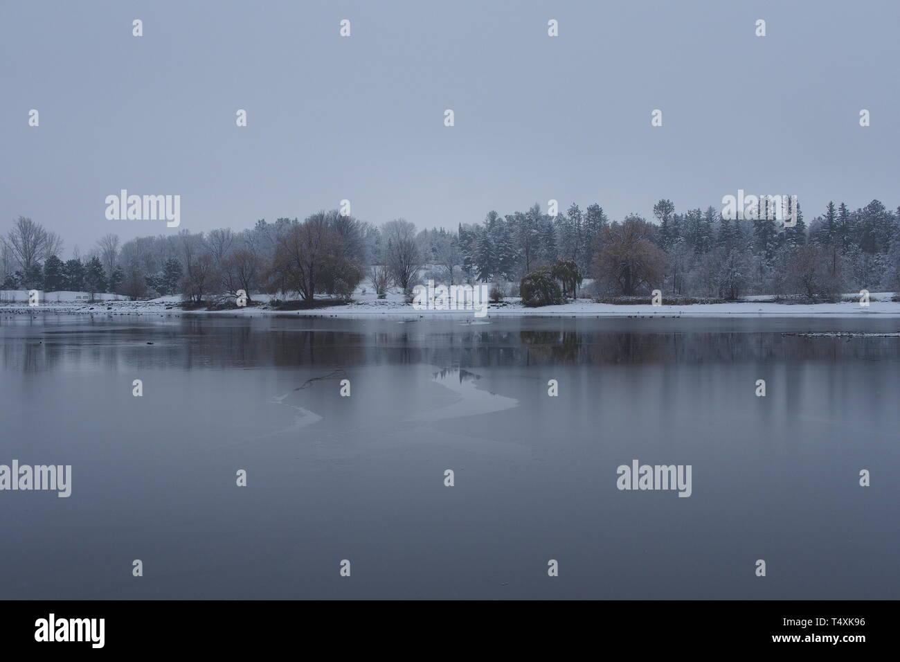 Dow's Lake begins to freeze over as Winter takes hold, Ottawa, Ontario ...