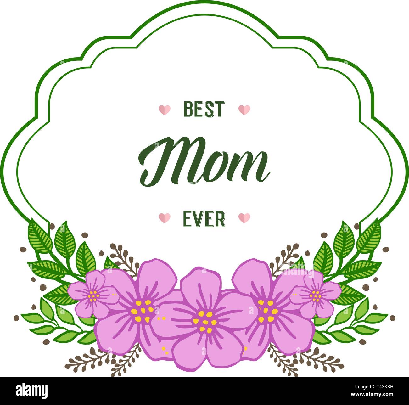 Vector illutration beautiful bright wreath frame with best mom hand ...