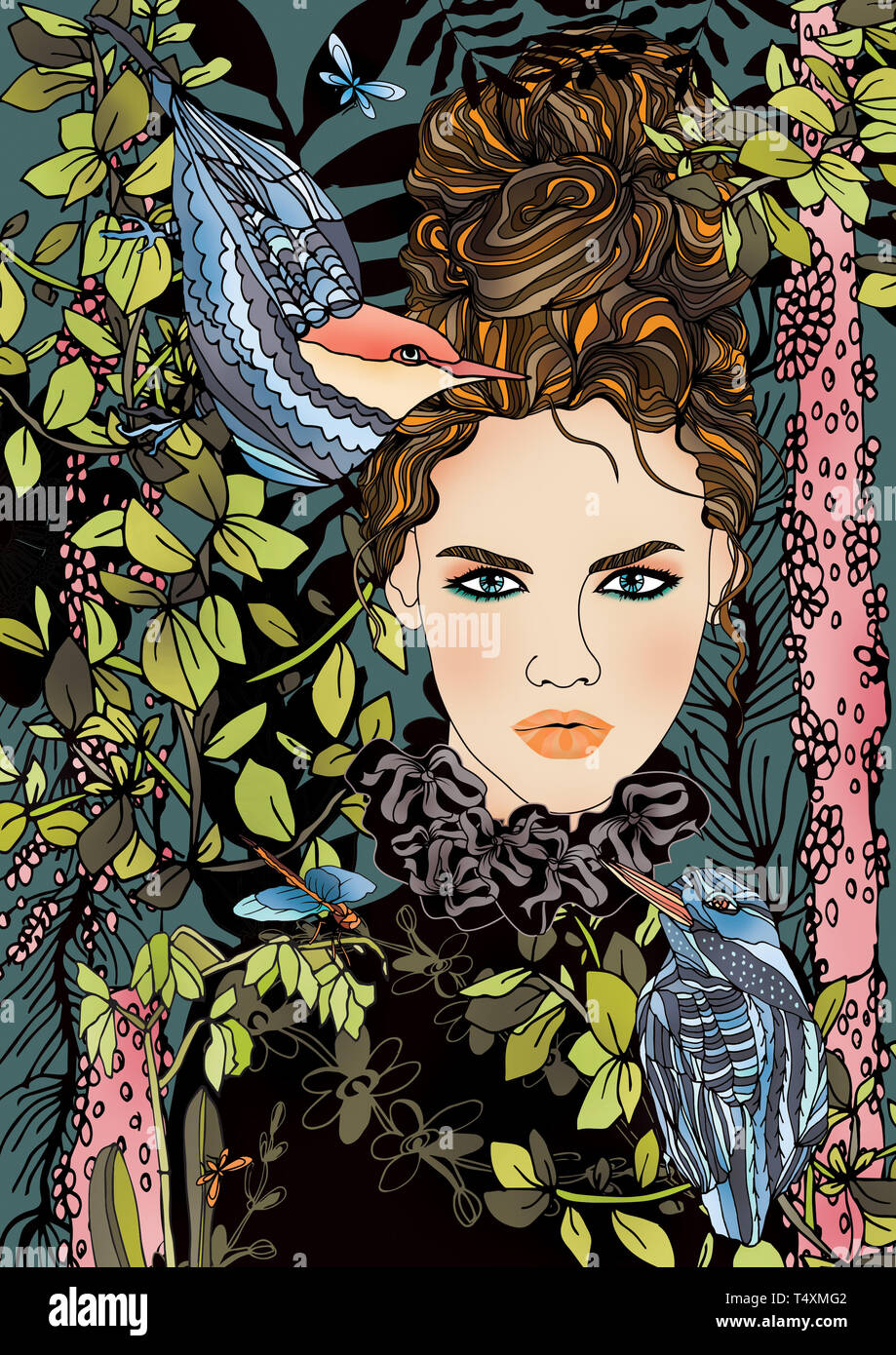 Birds woman nature hi-res stock photography and images - Alamy