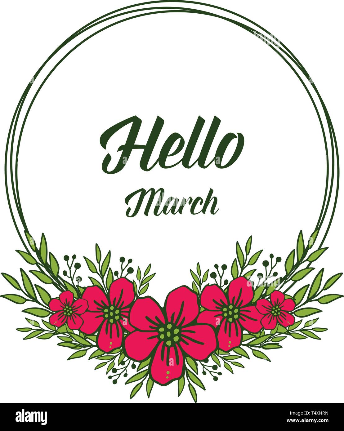 Vector illustration ornate of flower frame for various card hello march ...