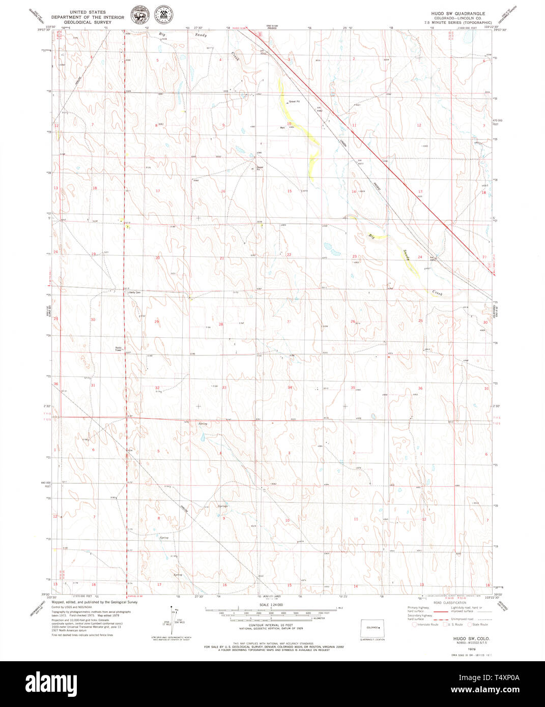 USGS TOPO Map Colorado CO Hugo SW 362894 1979 24000 Restoration Stock ...