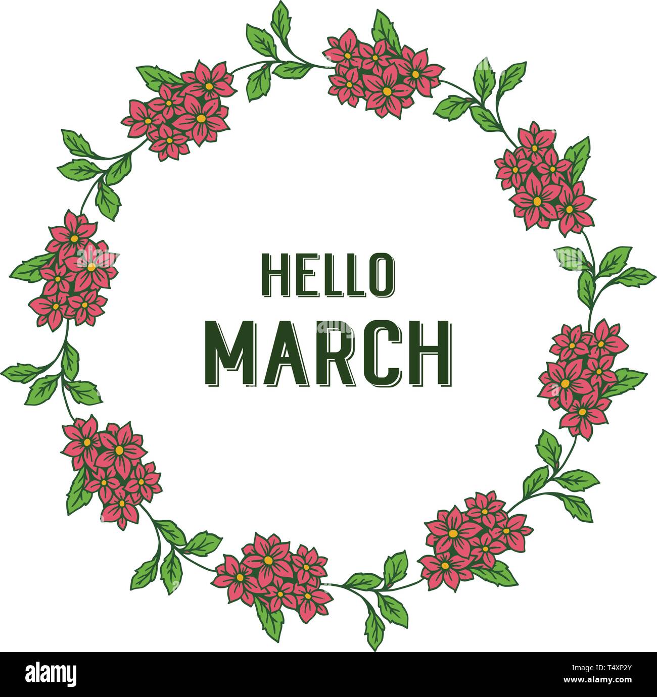 Vector illustration various floral frame for greeting card hello march ...