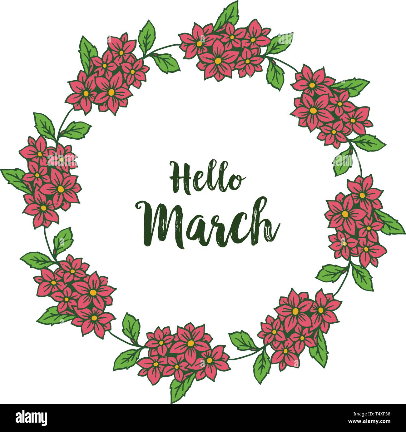 Vector illustration various floral frame for greeting card hello march ...