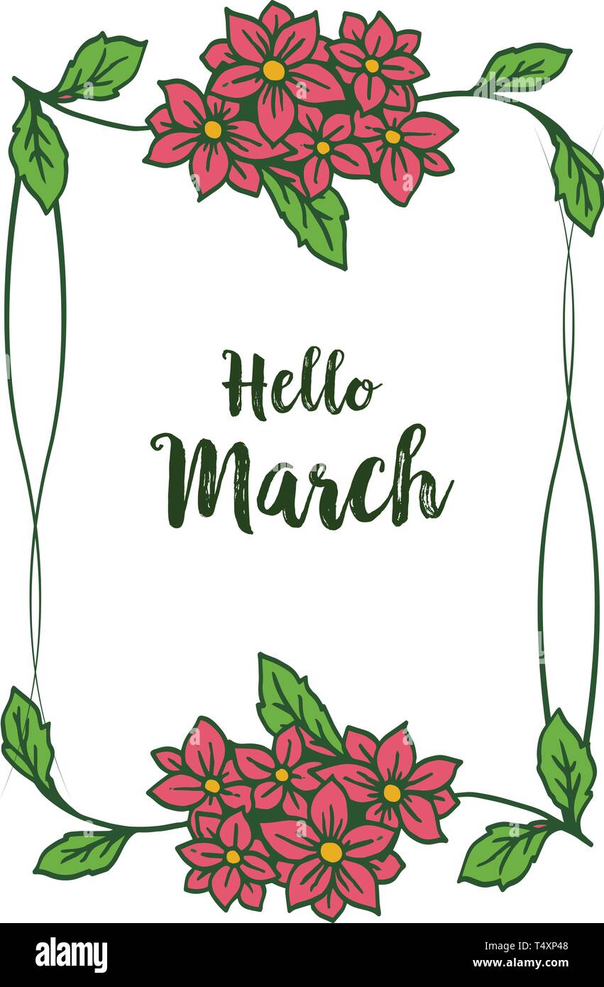 Vector illustration various floral frame for greeting card hello march ...