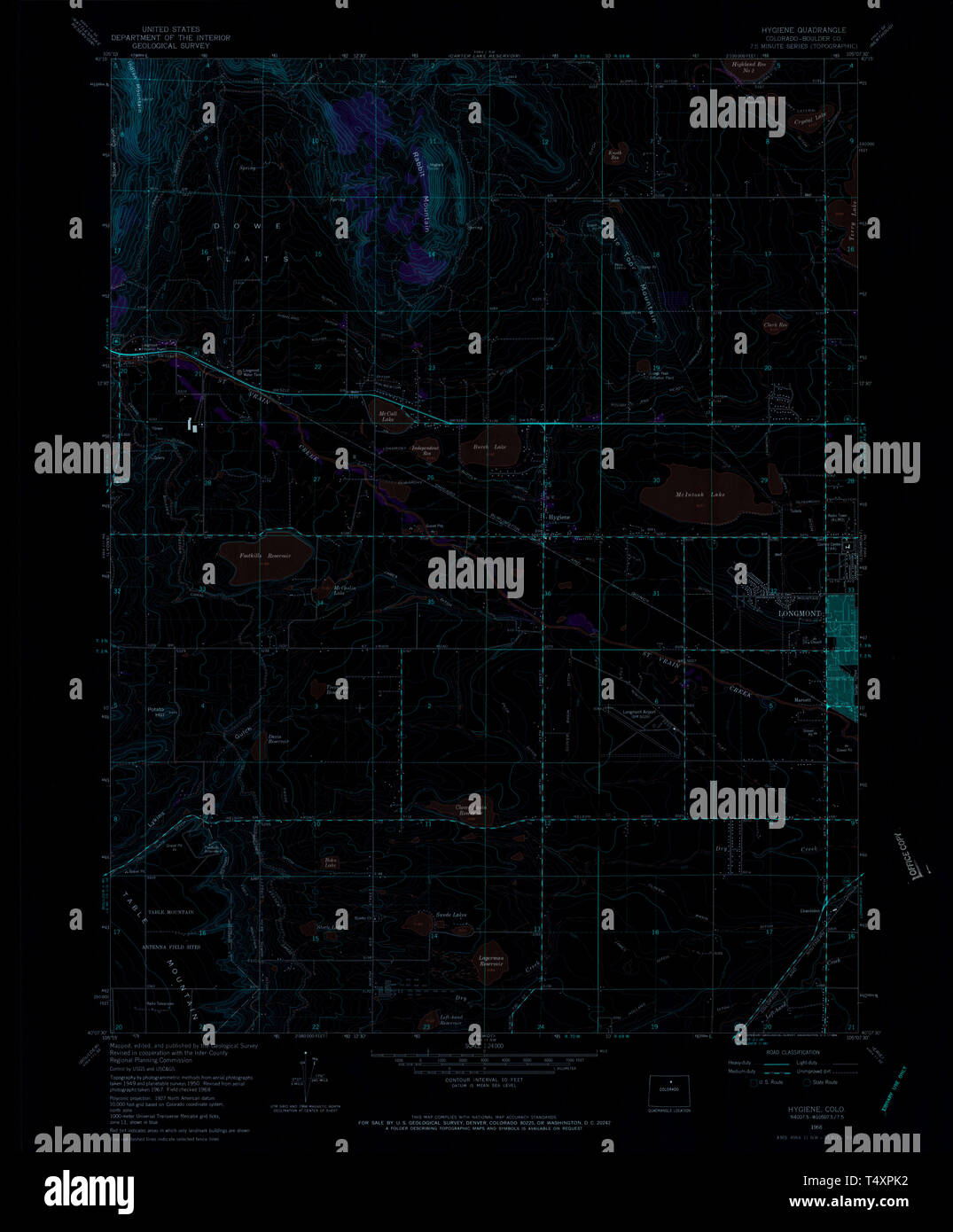 USGS TOPO Map Colorado CO Hygiene 450670 1968 24000 Inverted ...