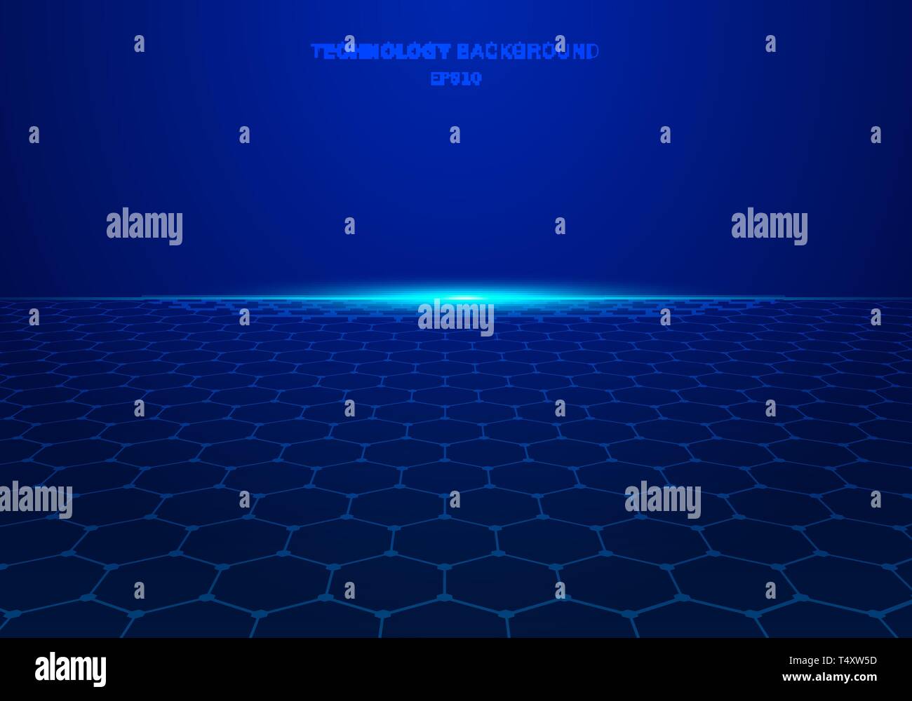Abstract blue technology hexagon pattern on background with light ...