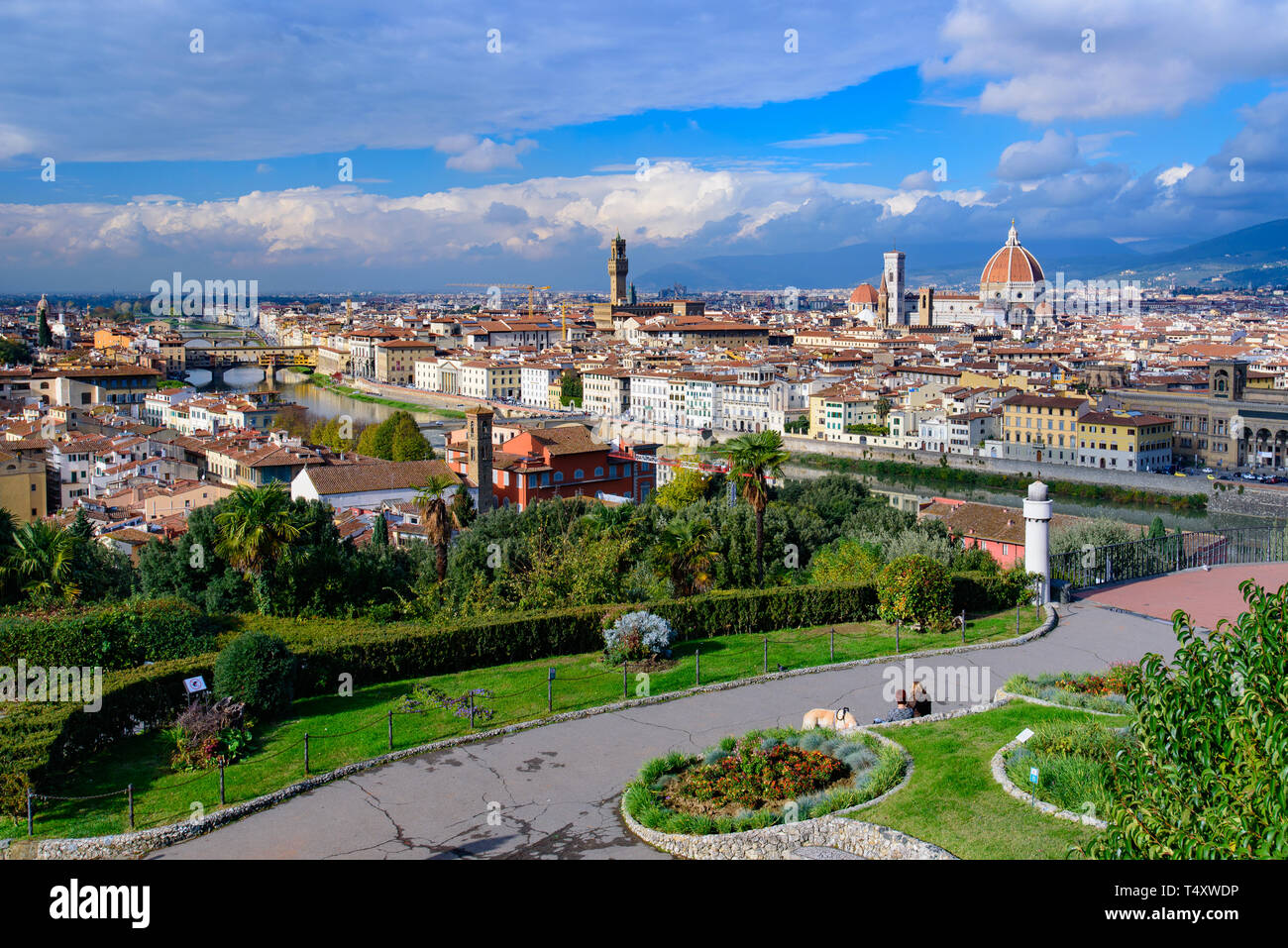 Panoramic view of the city of Florence from Michelangelo Square in ...