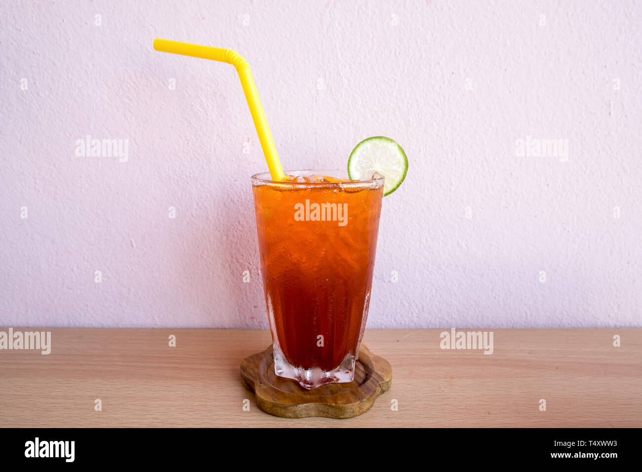 Glass ice lemon tea antique drink Stock Photo - Alamy