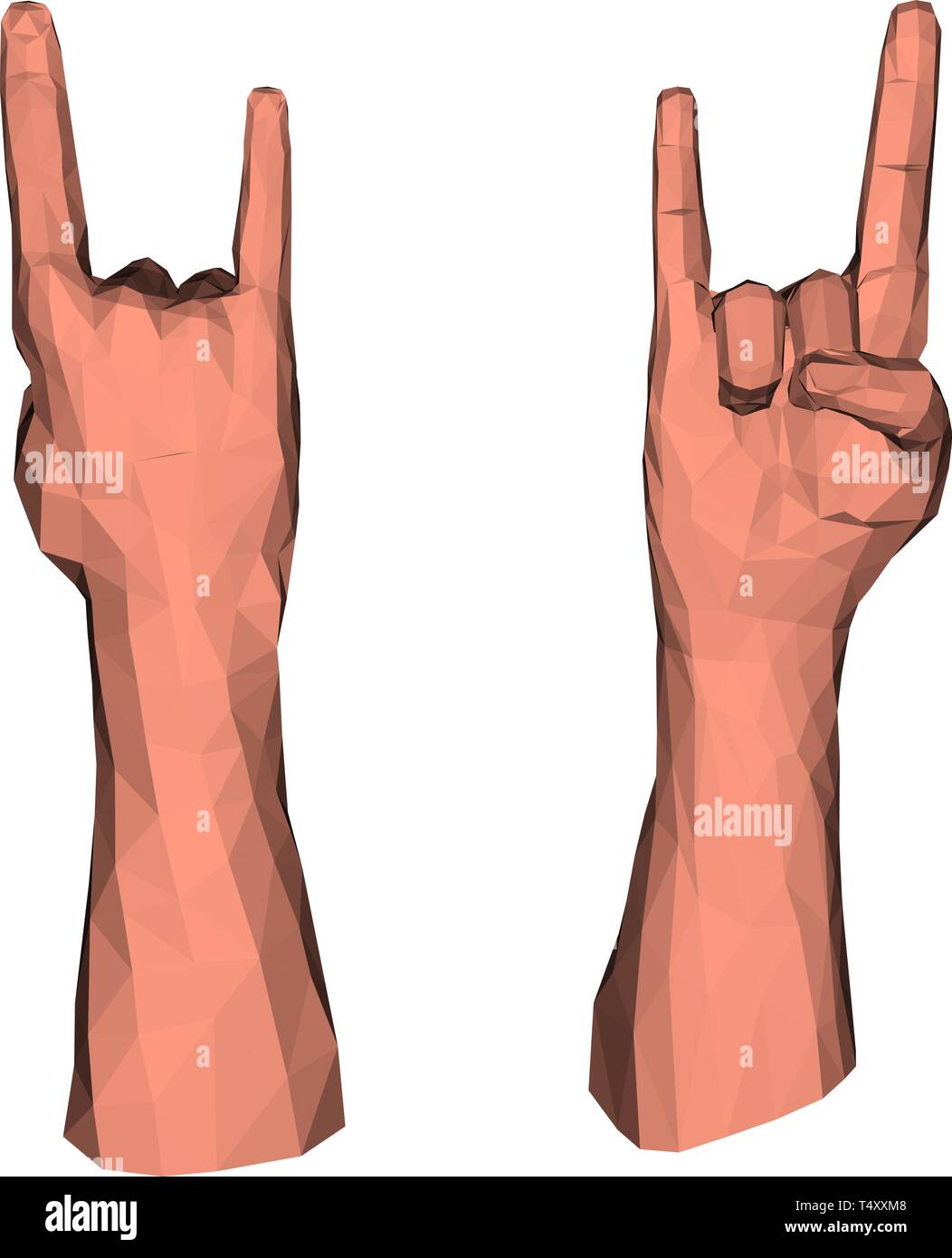 Rock symbol low poly hand for heavy metal concert or punk party ...