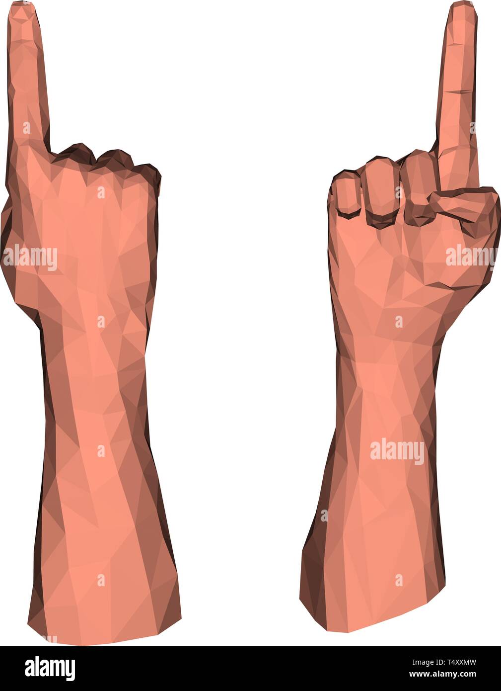 Pointing up direction by low poly hand and index geometric 3d finger ...