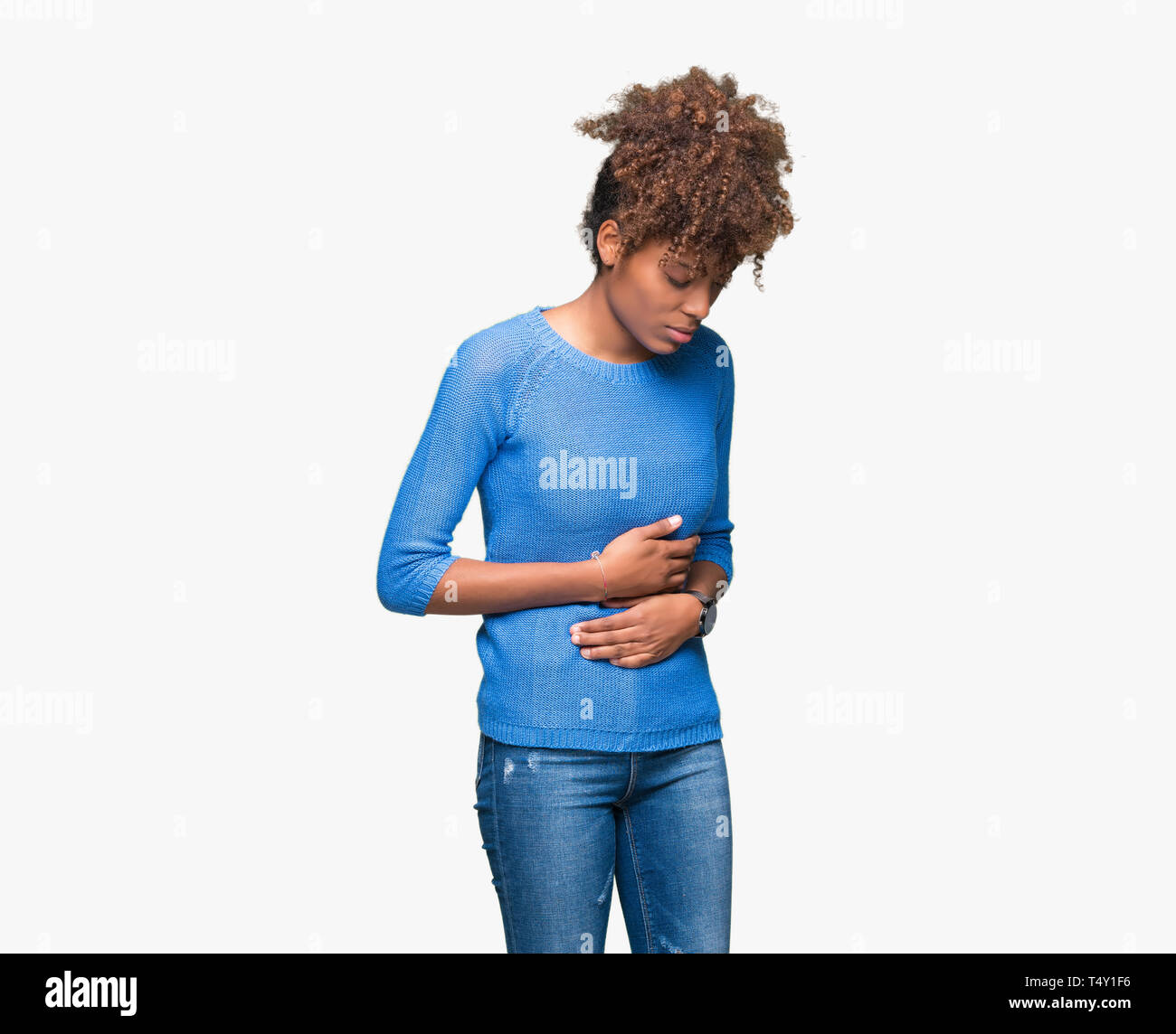 Beautiful young african american woman over isolated background with ...