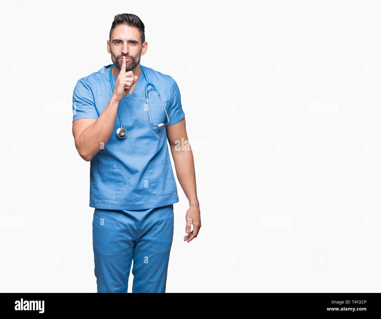 Nurse quiet finger mouth Cut Out Stock Images & Pictures - Alamy