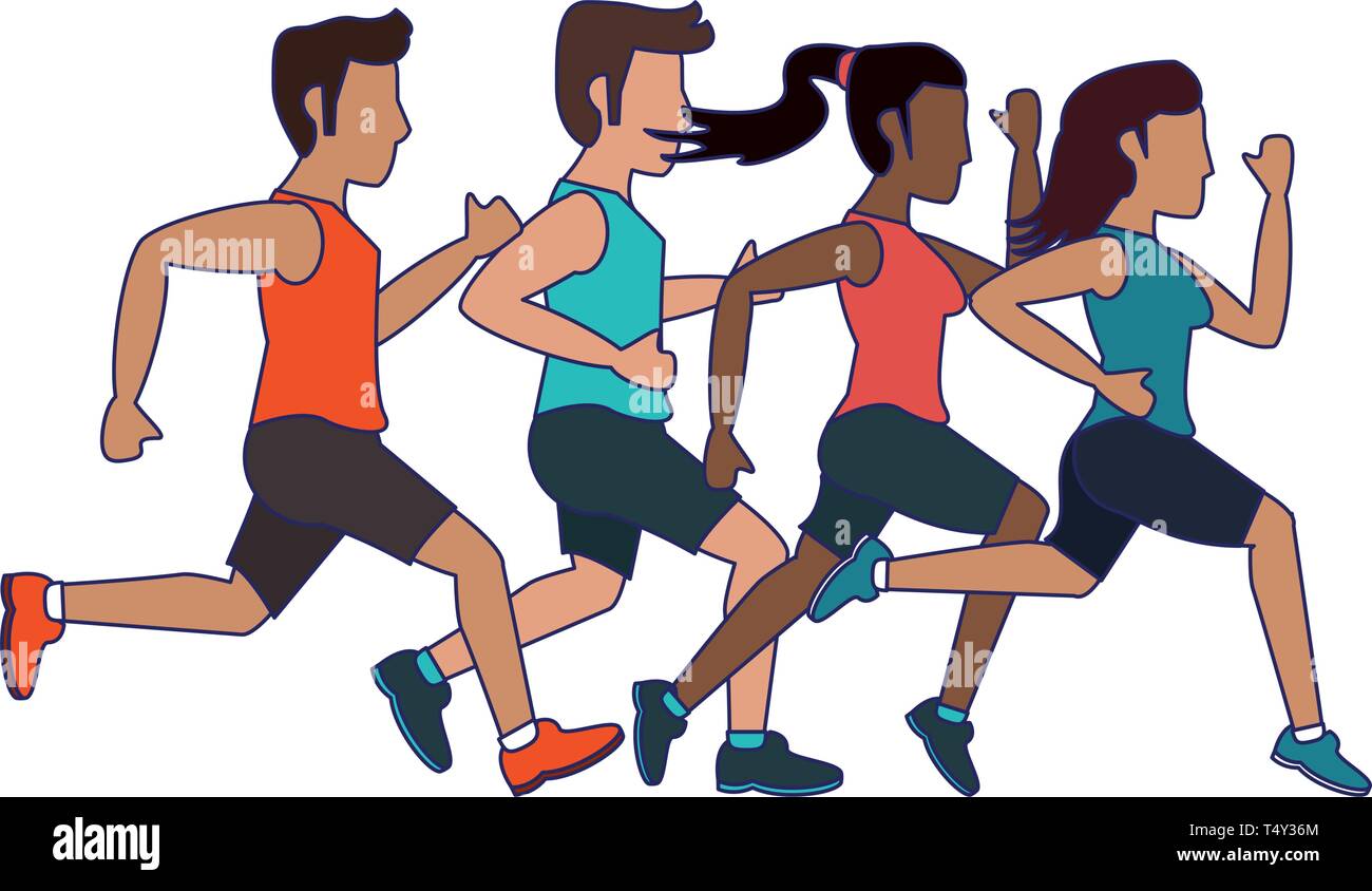 Fitness people running blue lines Stock Vector Image & Art - Alamy
