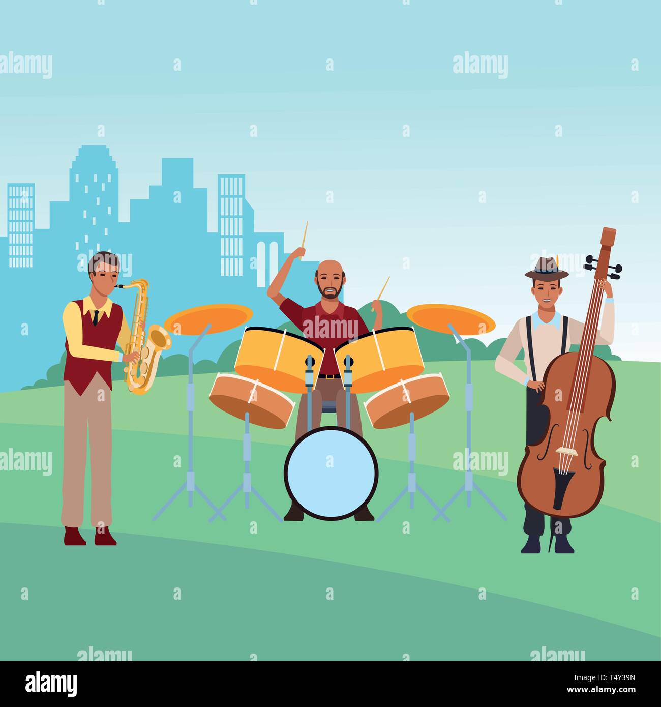 musician playing saxophone drums and bass Stock Vector Image & Art - Alamy