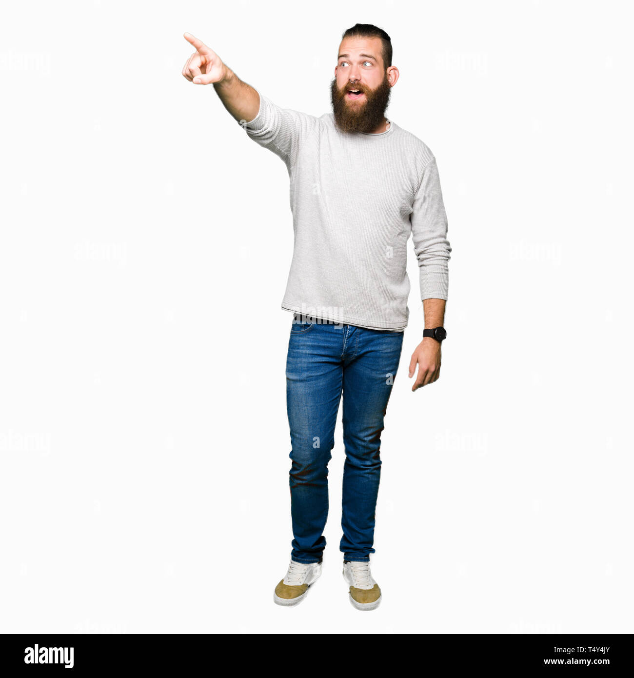 Blond man long hair finger Cut Out Stock Images & Pictures - Alamy