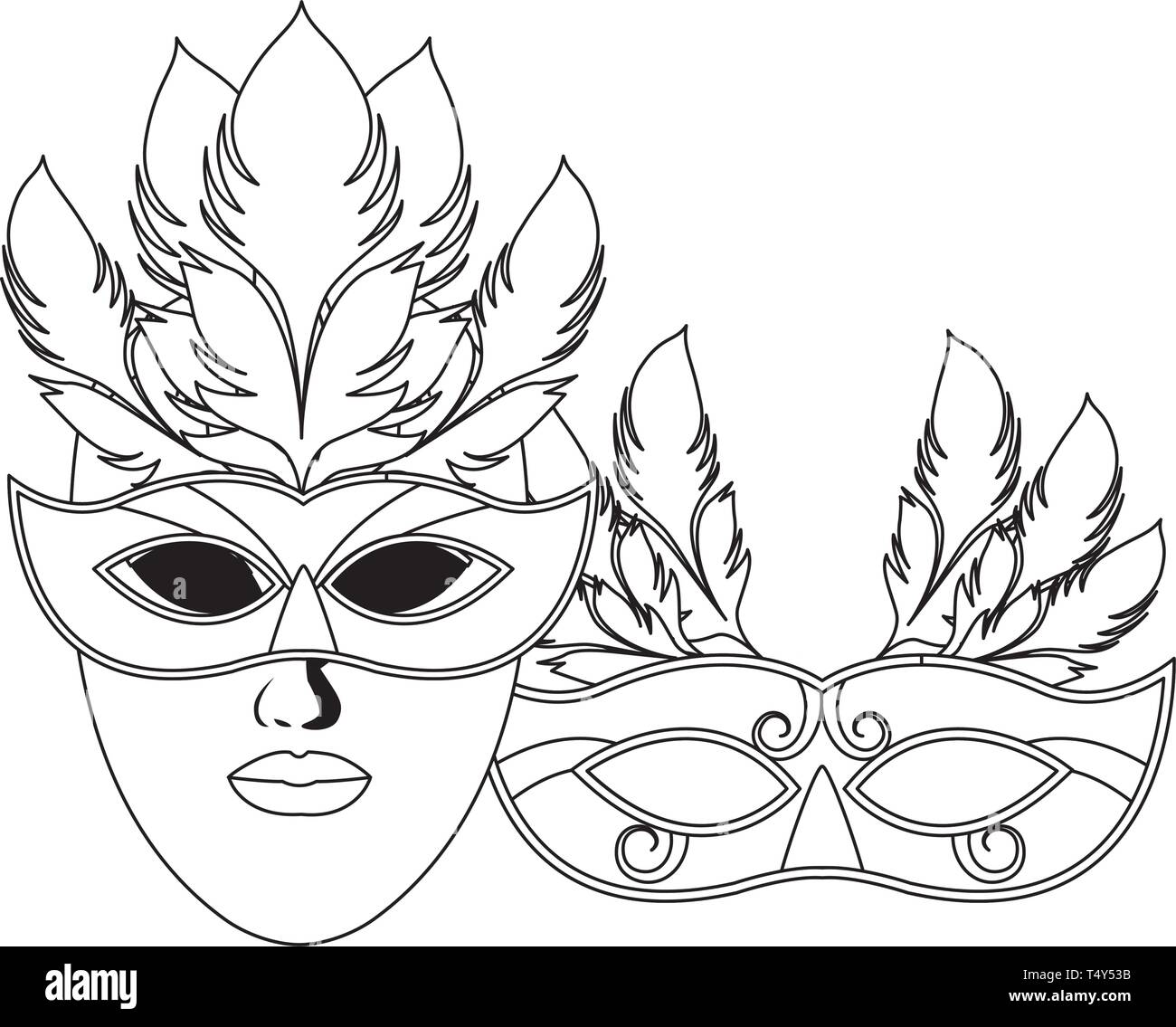 masks and feathers black and white Stock Vector Image & Art - Alamy
