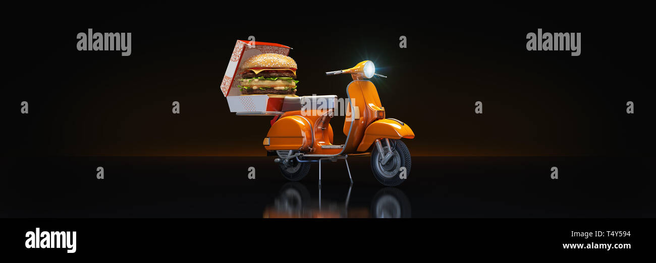Hamburger Delivery. 3d rendering Stock Photo - Alamy