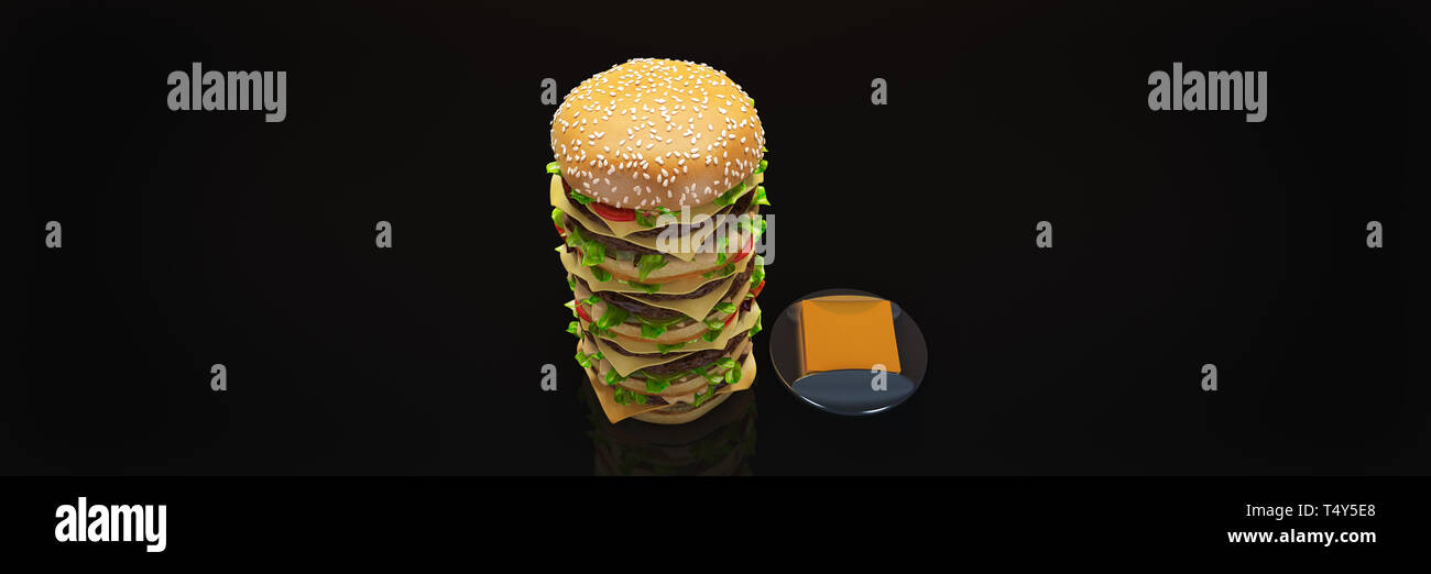 hamburger tower. 3d rendering Stock Photo - Alamy