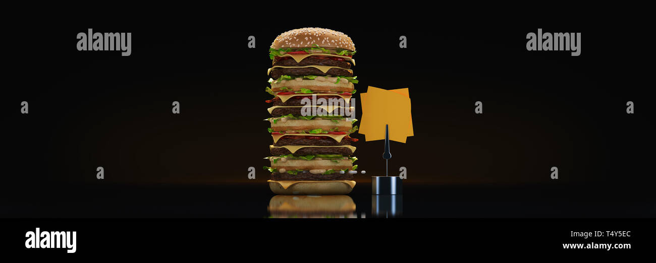 hamburger tower. 3d rendering Stock Photo - Alamy