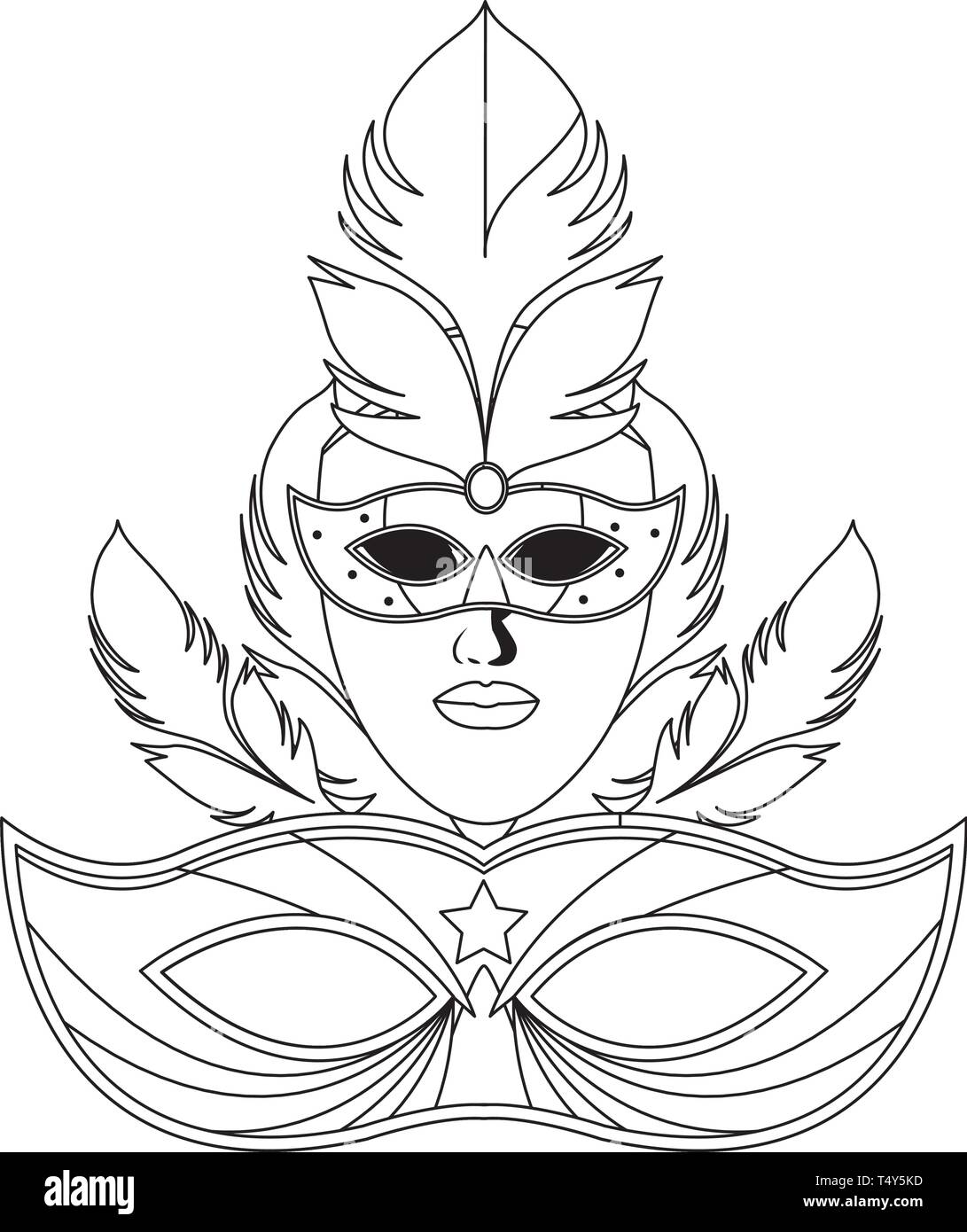 masks and feathers black and white Stock Vector Image & Art - Alamy