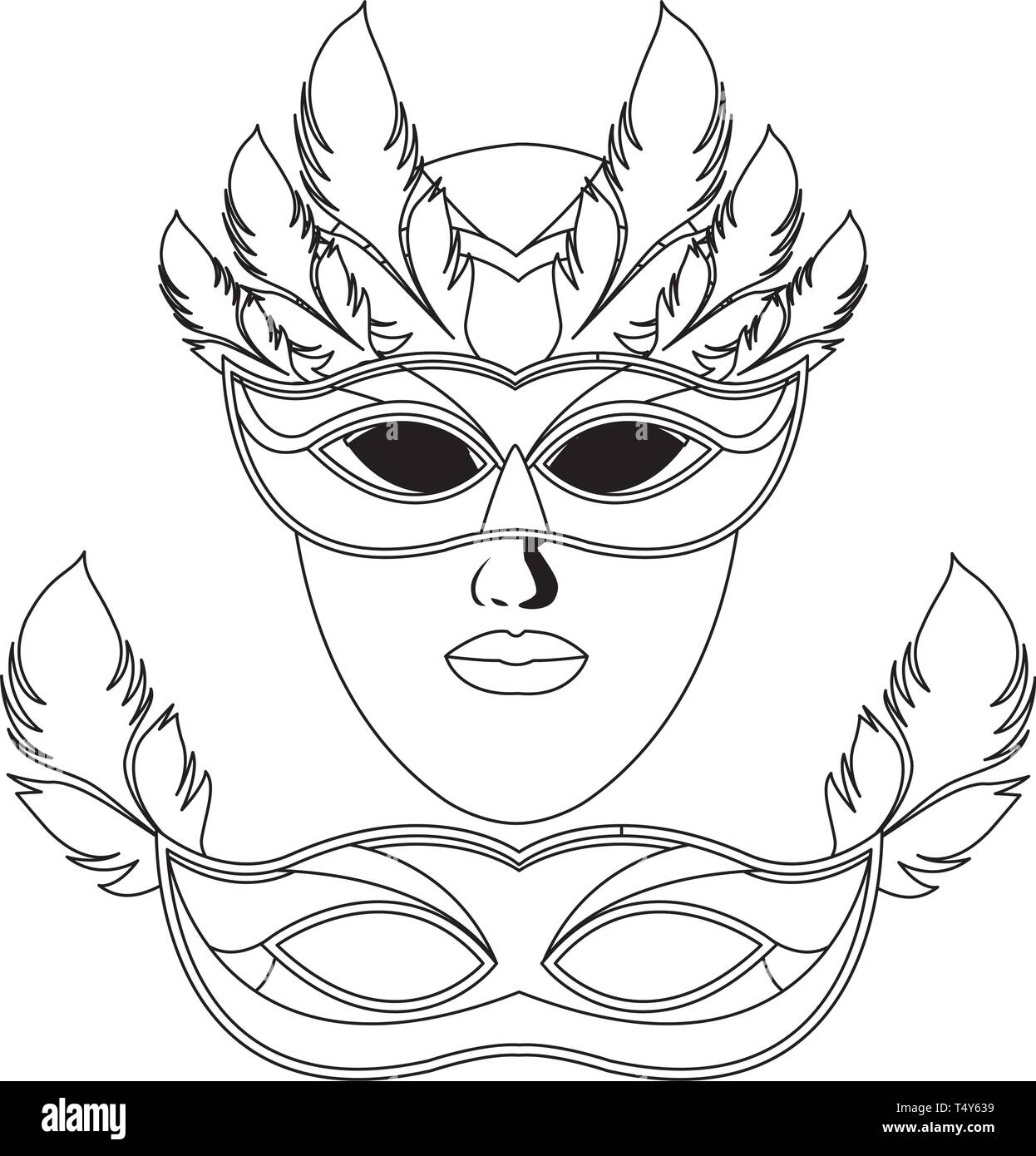 masks and feathers black and white Stock Vector Image & Art - Alamy