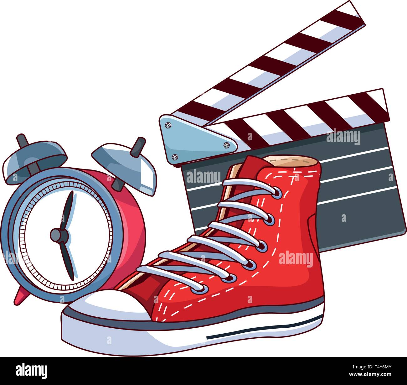 sneaker alarm clock and movie clapper board Stock Vector Image & Art ...