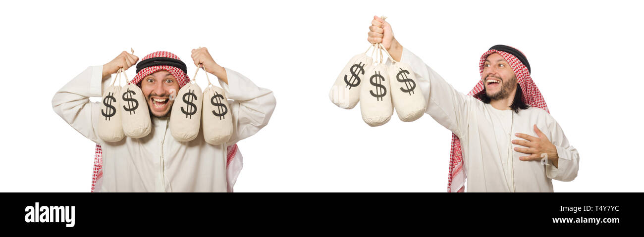 Arab businessman with sacks of money Stock Photo - Alamy