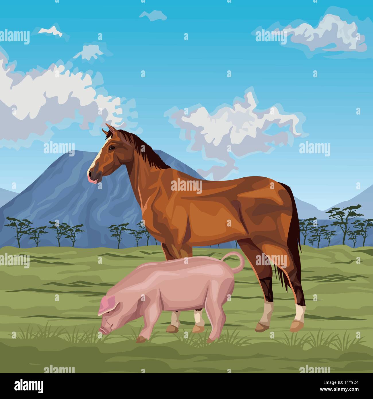 horse and pig Stock Vector Image & Art - Alamy