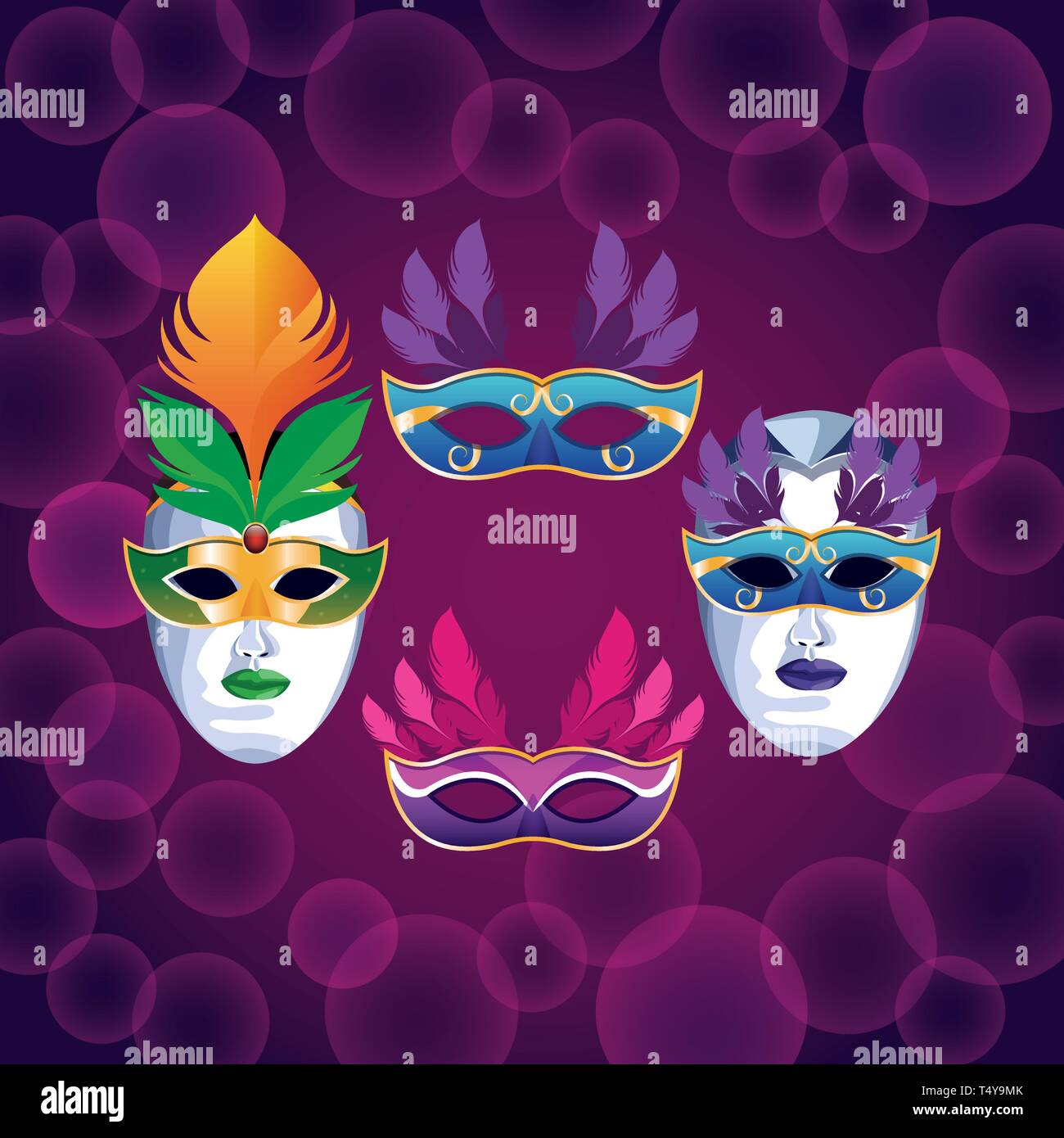 set of masks with feathers Stock Vector Image & Art - Alamy