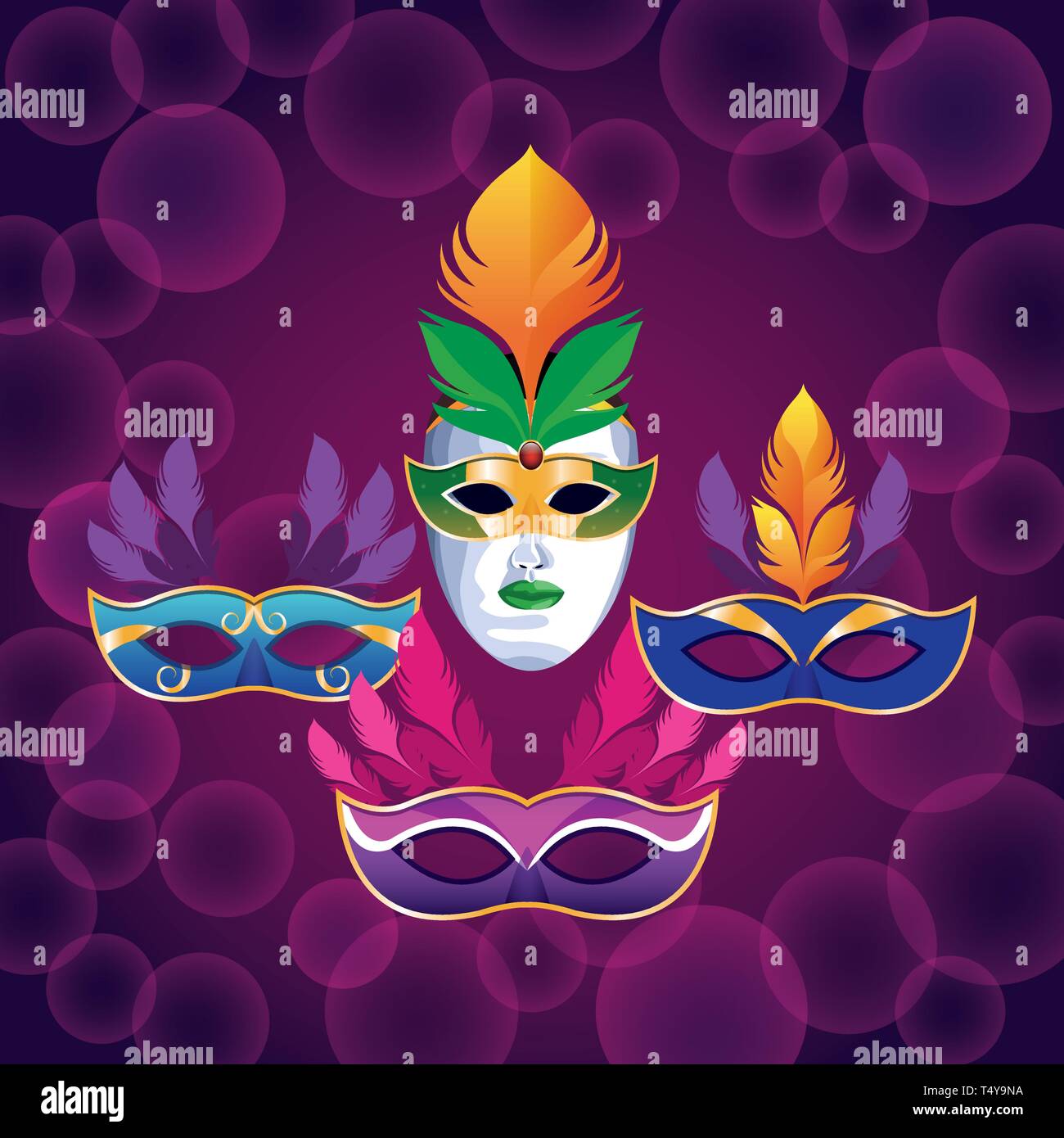 set of masks with feathers Stock Vector Image & Art - Alamy
