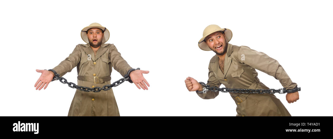 Man with chain isolated on white Stock Photo - Alamy