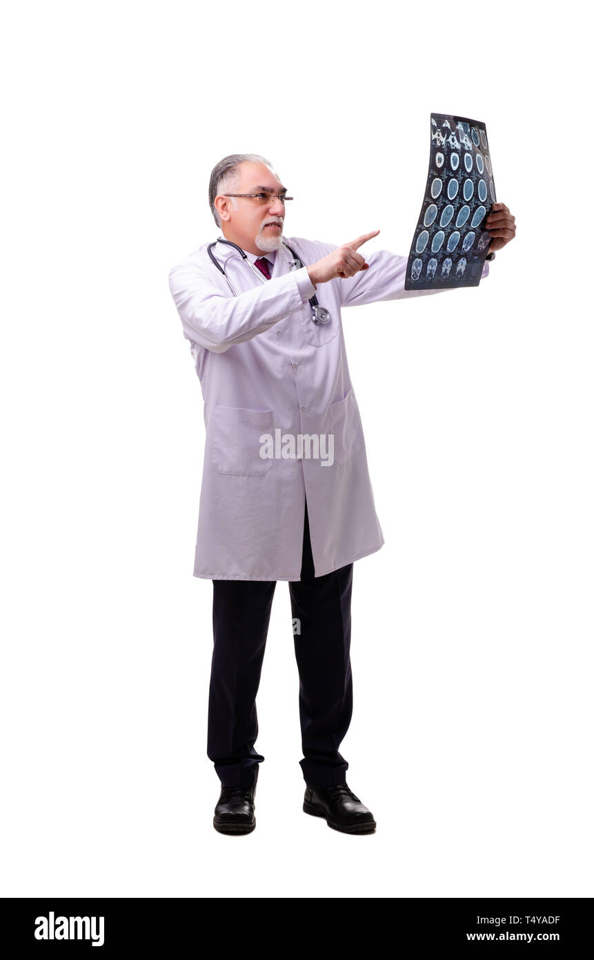 Old male doctor isolated on white Stock Photo - Alamy