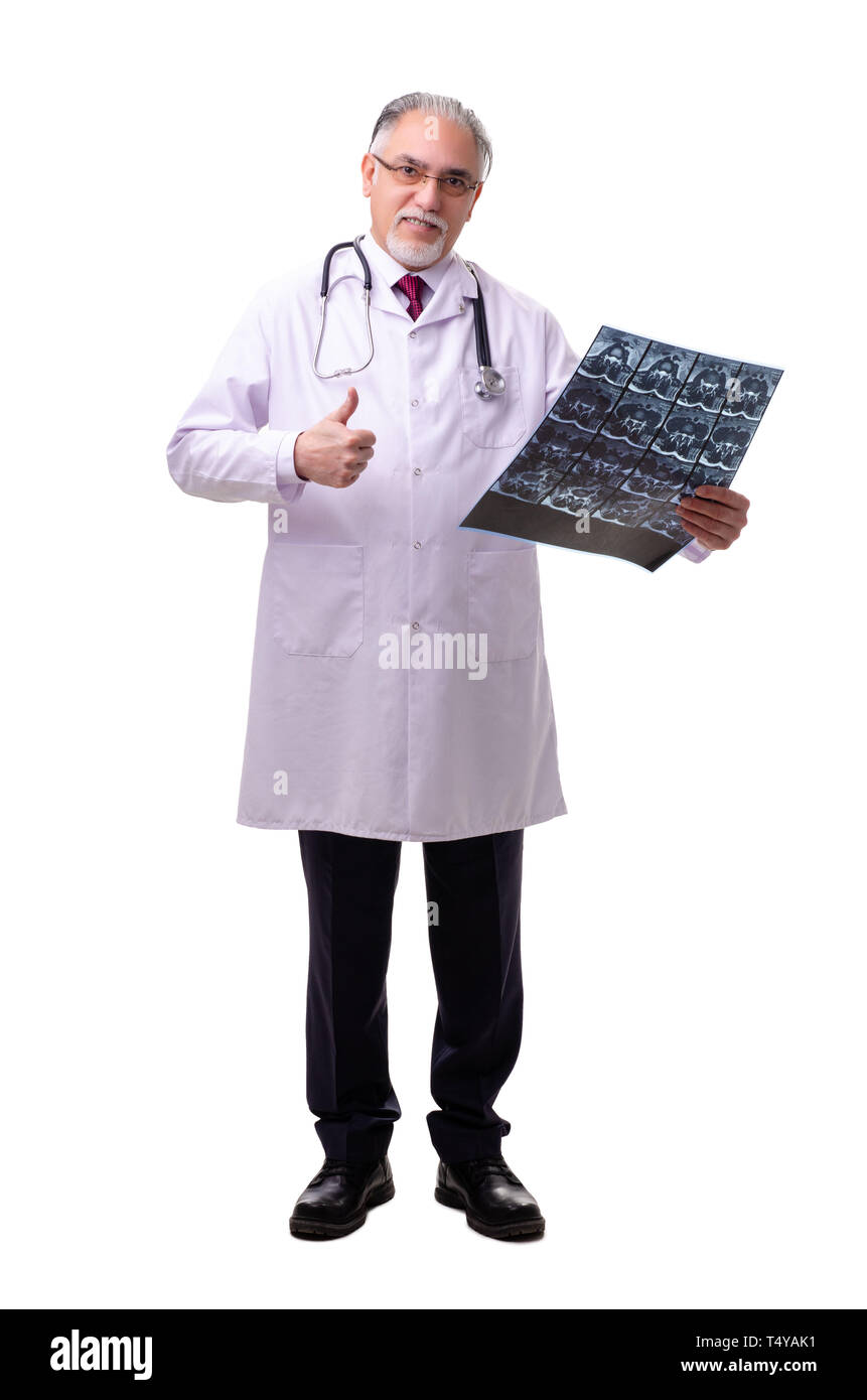 Old male doctor isolated on white Stock Photo - Alamy